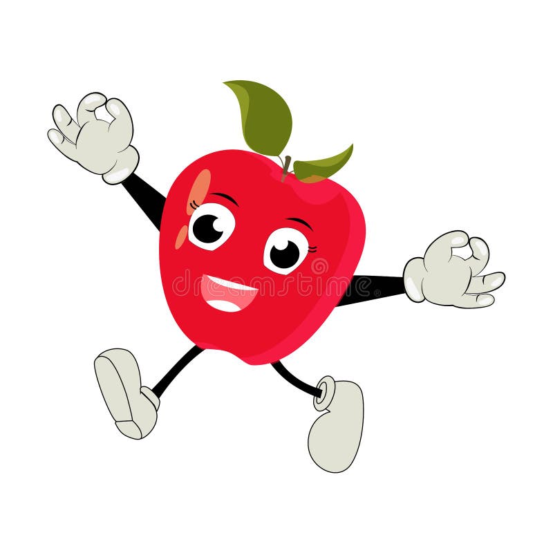 Apple Cartoon Character Illustration of a Happy Apple Character Stock ...