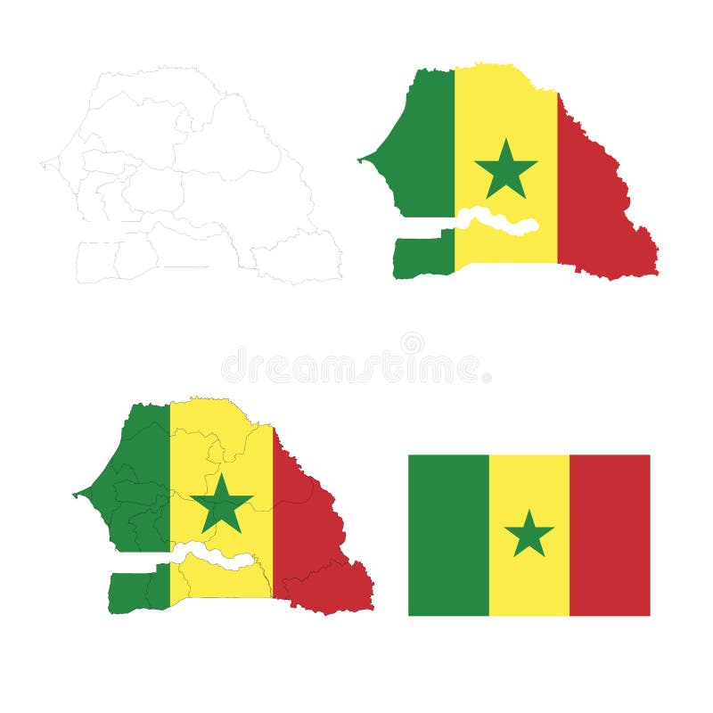 Set of Territories of the Country with the Flag of Senegal Stock Vector ...