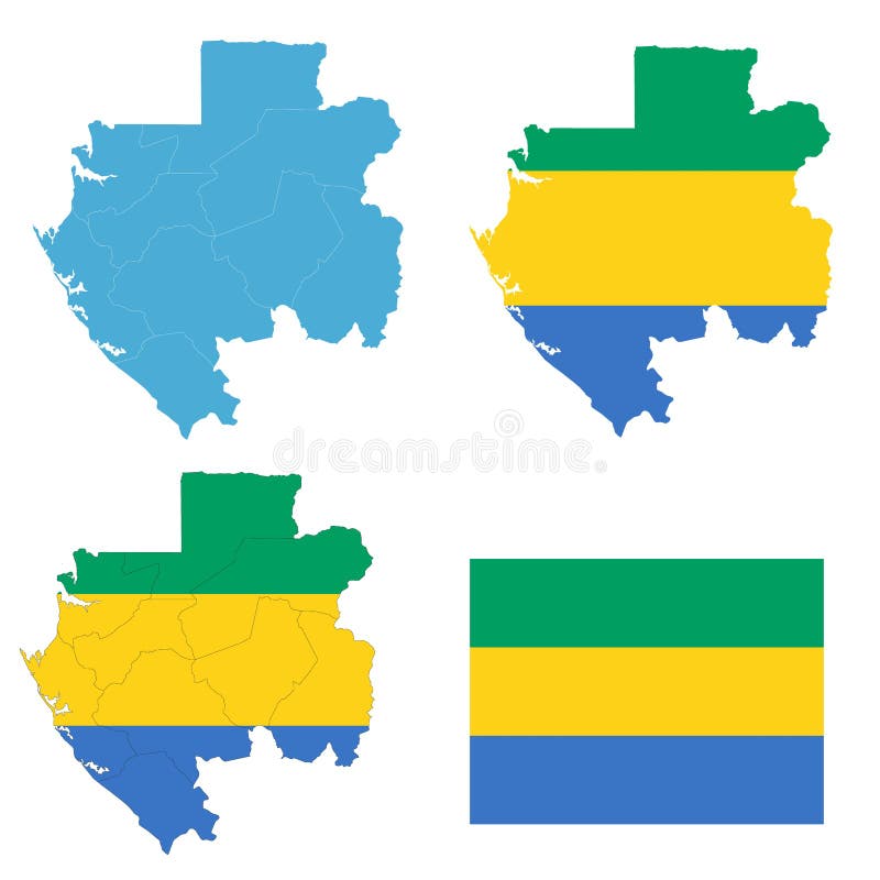 Set of Territories of the Country with the Flag of Gabon Stock Vector ...