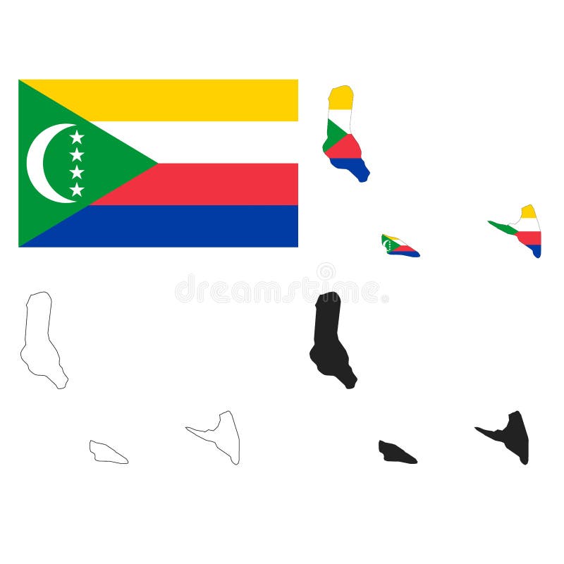 Set of Territories of the Country with the Flag of Comoros Stock Vector ...
