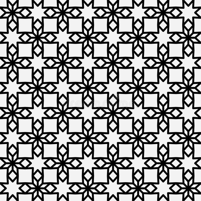 Seamless Black Islamic Geometric Pattern on White Background Vector ...