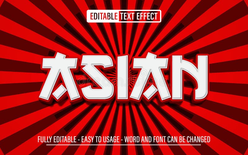 Asian Text Effect 3d Style Template Stock Vector - Illustration of ...