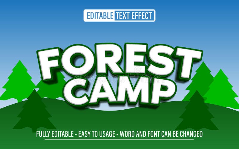 Forest Camp 3d text effect stock vector. Illustration of adventure ...