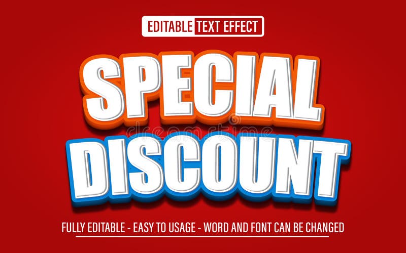 Special Discount 3d Text Effect Stock Vector - Illustration of editable ...