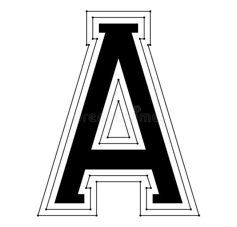 Simple Decorative Letter with Outline.Vector Custom Font. Stock ...