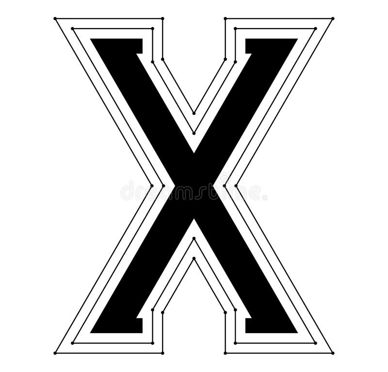 Simple Decorative Letter with Outline.Vector Custom Font. Stock ...