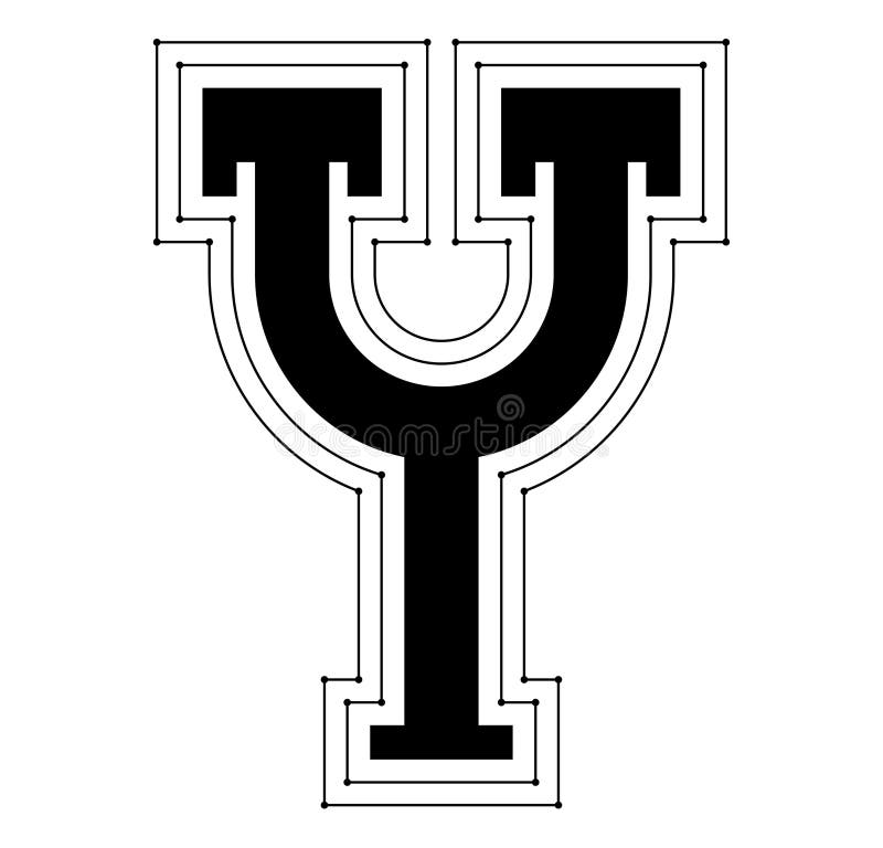 Simple Decorative Letter with Outline.Vector Custom Font. Stock ...