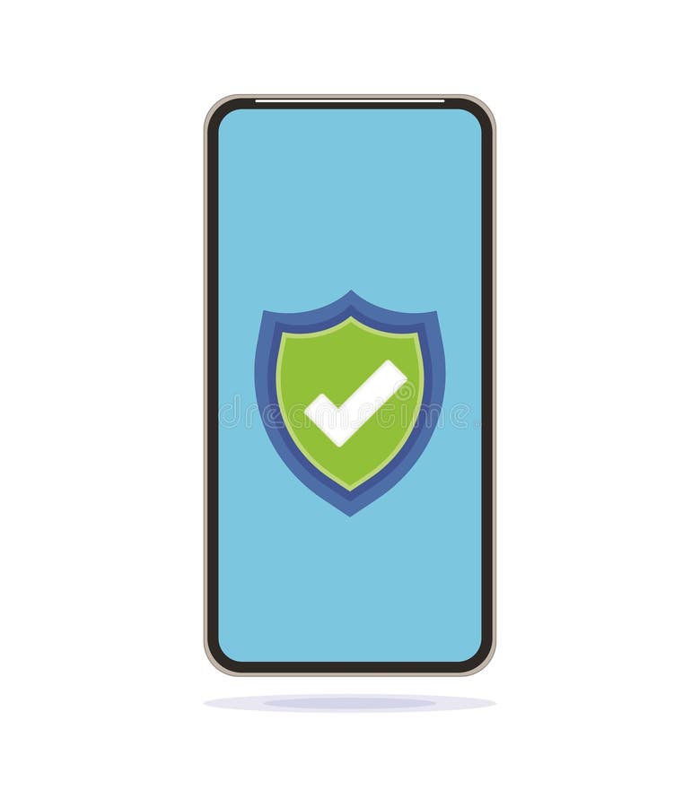 Smartphone Mockup with Shield and Check Mark Icon Vector Logo Template ...