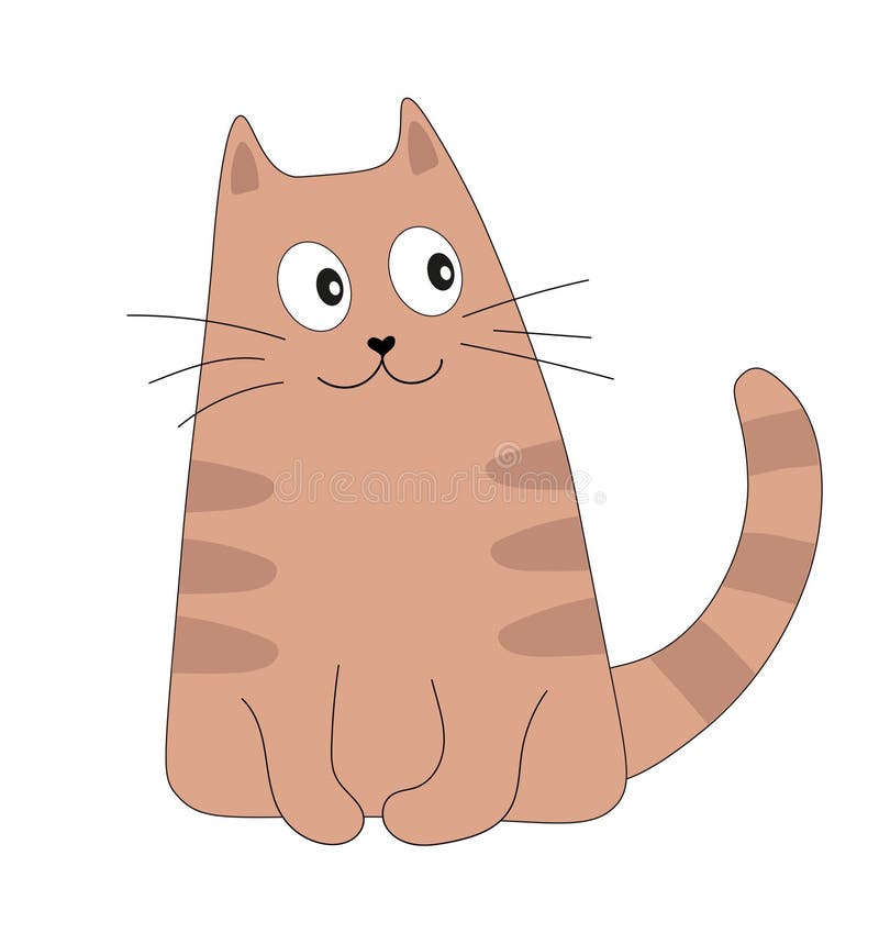 Cute Cat Brown Striped Think. Animal Vector Illustration Doodle for ...