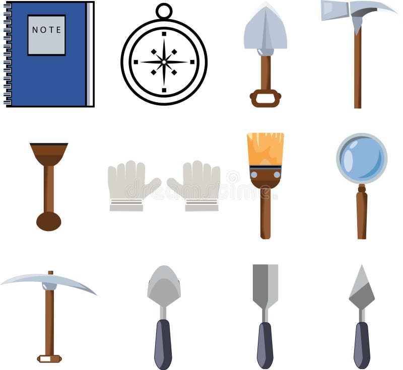 Digging Tools and Elements of Antiquity Vector Illustration Stock ...