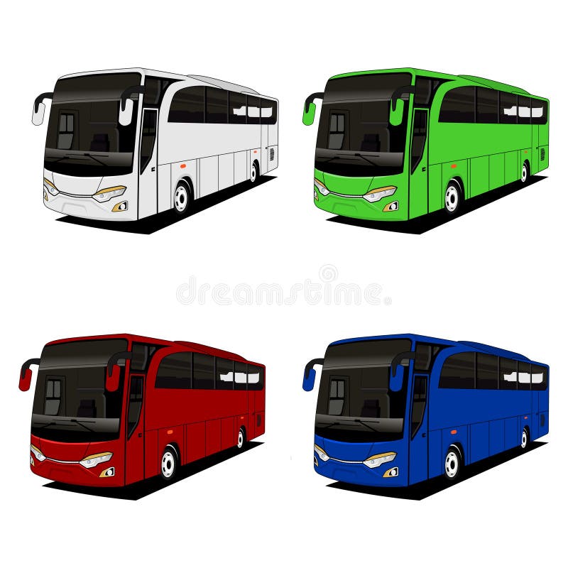 Realistic Buses Set with Different Color Vector Stock Vector ...