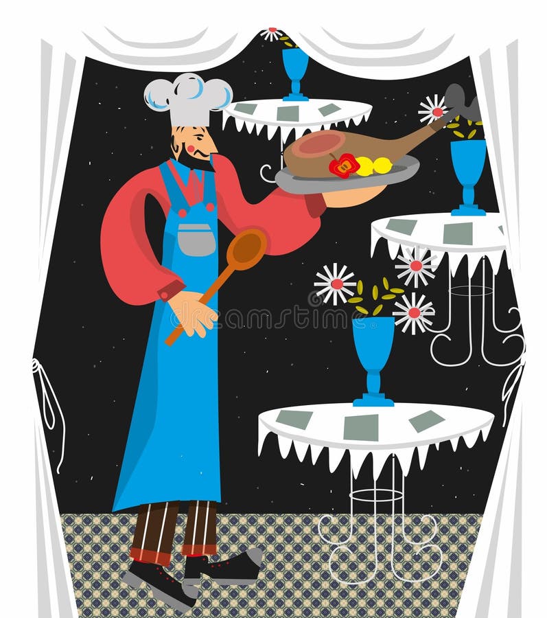 A Cook in a Restaurant. Person Art Stock Illustration - Illustration of ...