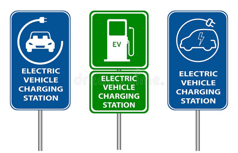 Electric Vehicle Charging Station Sign Isolated - 3d Illustration ...