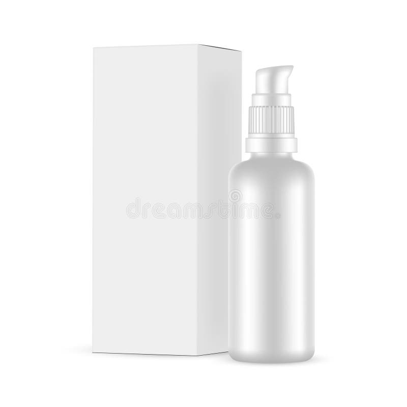 Lotion, Oil, Shampoo Packaging. Blank Plastic Bottle with Box Side View ...