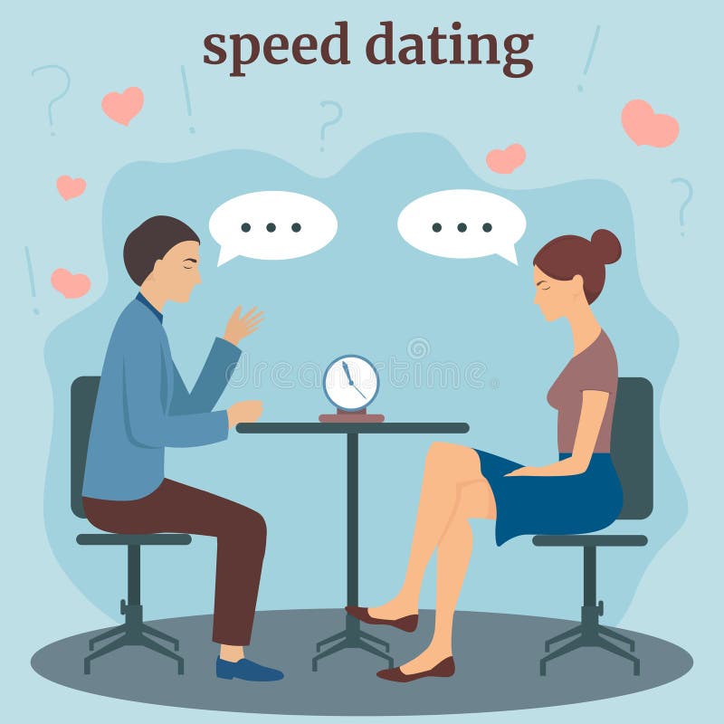 Speed Dating. a Young Couple at a Table in a Cafe, Getting To Know Each ...