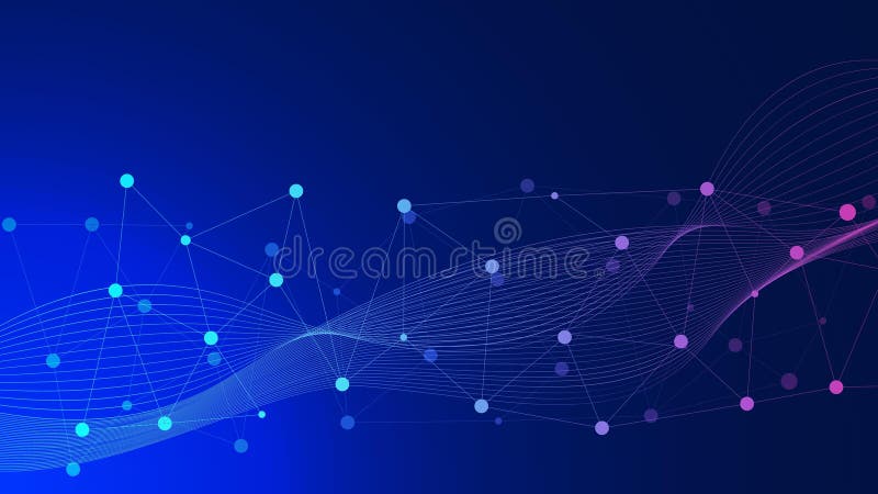 Abstract Big Data Digital Network Connection Concept on Blue Background ...