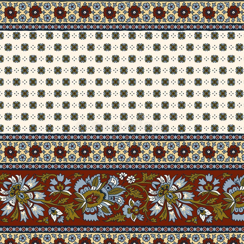 Paisley Stripe Seamless Pattern. Floral Wallpaper. Traditional Oriental ...