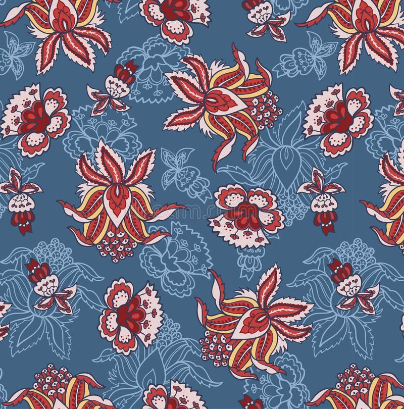 Seamless Pattern with Ethnic Japanese Ornament Elements. Folk Flowers ...