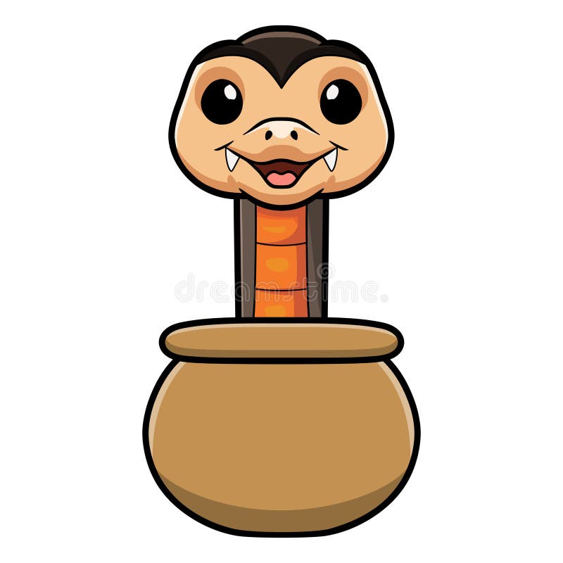 Cute Golden Crowned Snake Cartoon Inside the Sack Stock Vector ...