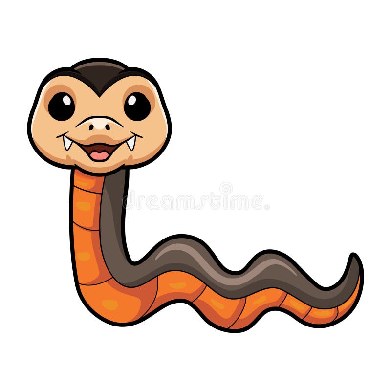 Cute Golden Crowned Snake Cartoon Stock Vector - Illustration of poison ...