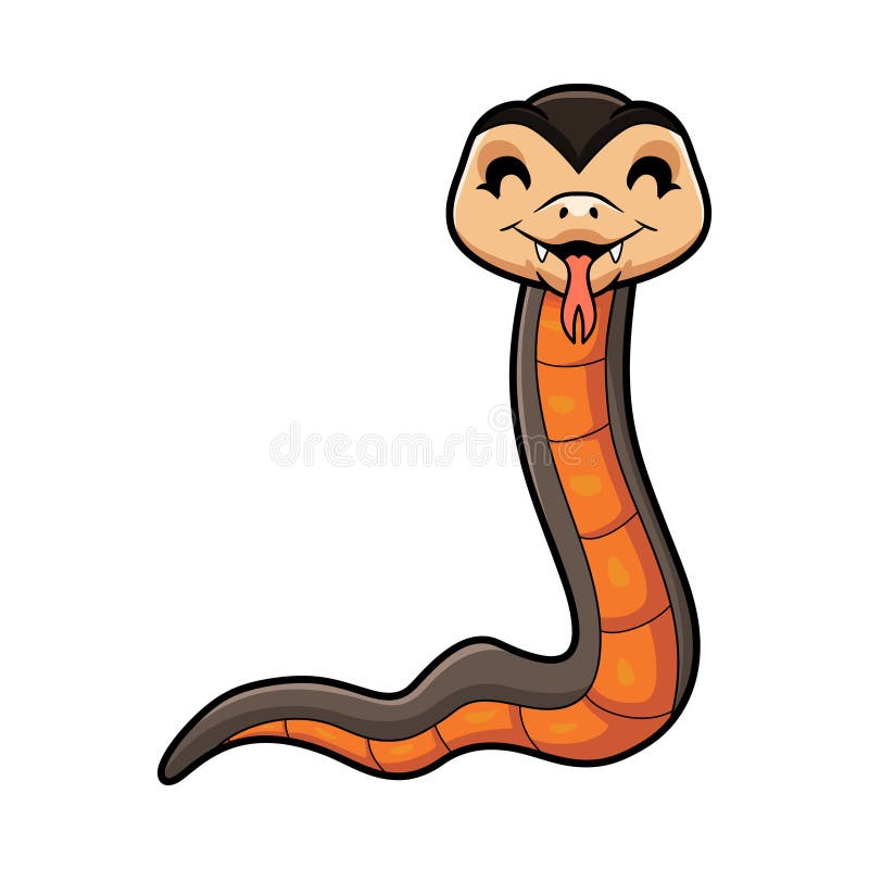 Cute Golden Crowned Snake Cartoon Stock Vector - Illustration of ...