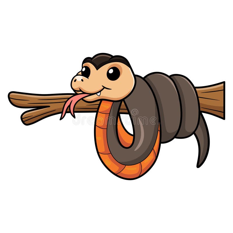 Cute Golden Crowned Snake Cartoon on Tree Branch Stock Vector ...