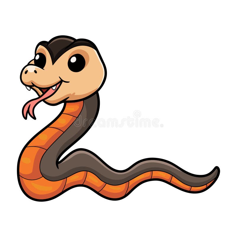 Cute Golden Crowned Snake Cartoon Stock Vector - Illustration of design ...