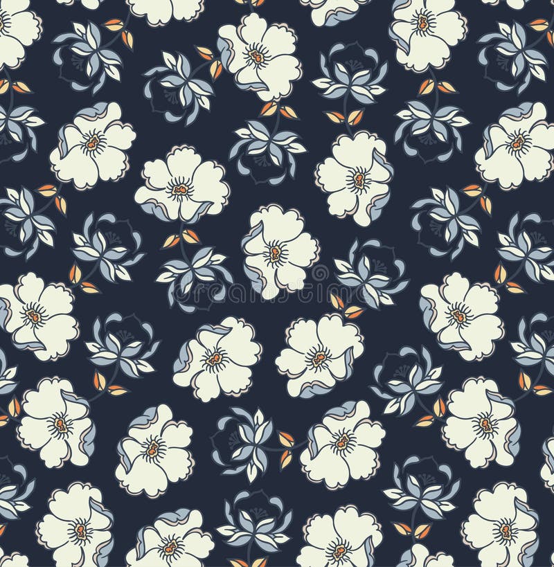 Flower Illustration Pattern. Vector Seamless Flower and Leaf Pattern ...