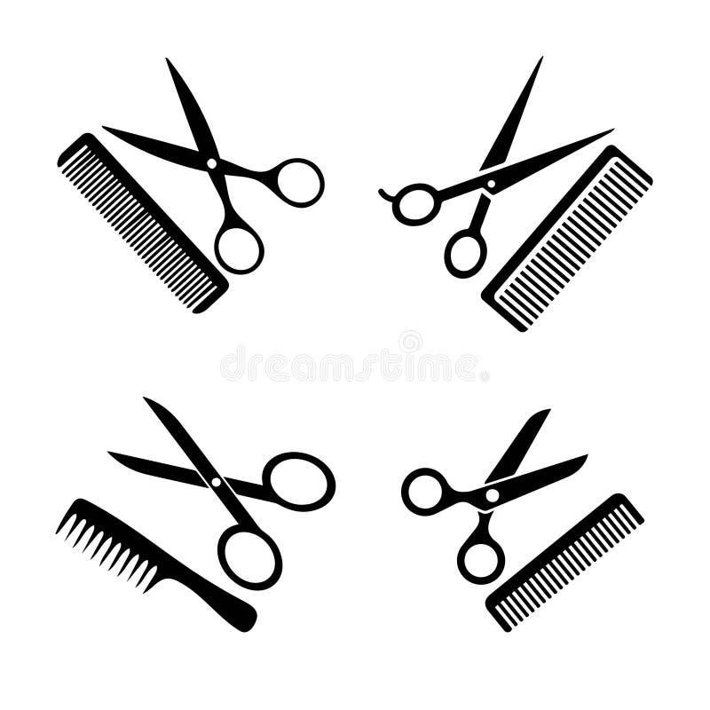 Comb and Scissors Icon. Scissors Hairbrush Vector Illustration, Hair ...