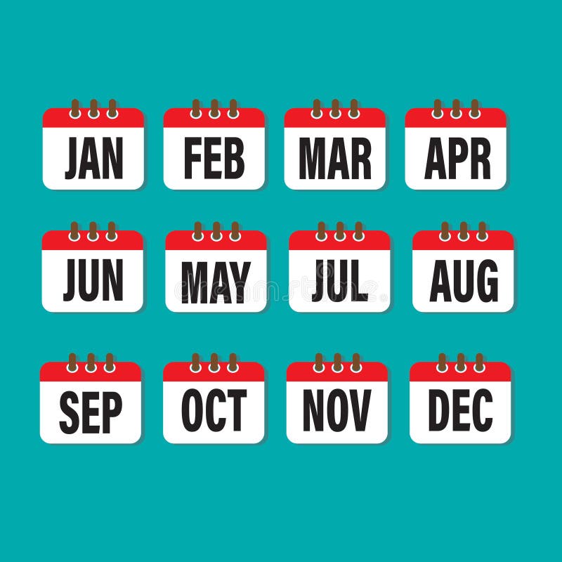 Vector Icon Set Calendar Months of Year. Stock Illustration ...