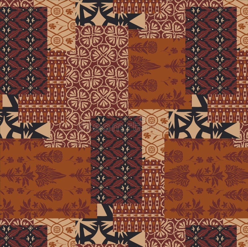 Vector Colorful Abstract Hand Drawn Seamless Patchwork Pattern with ...