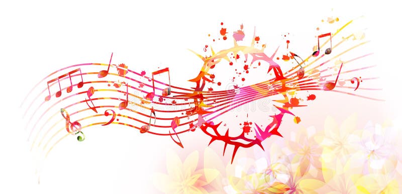 Jesus Crown of Thorns in Red Color with Musical Notes Stock Vector ...