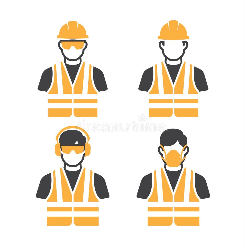 Construction Worker Icon Vector Set. Safety Icon Avatar Set Stock ...