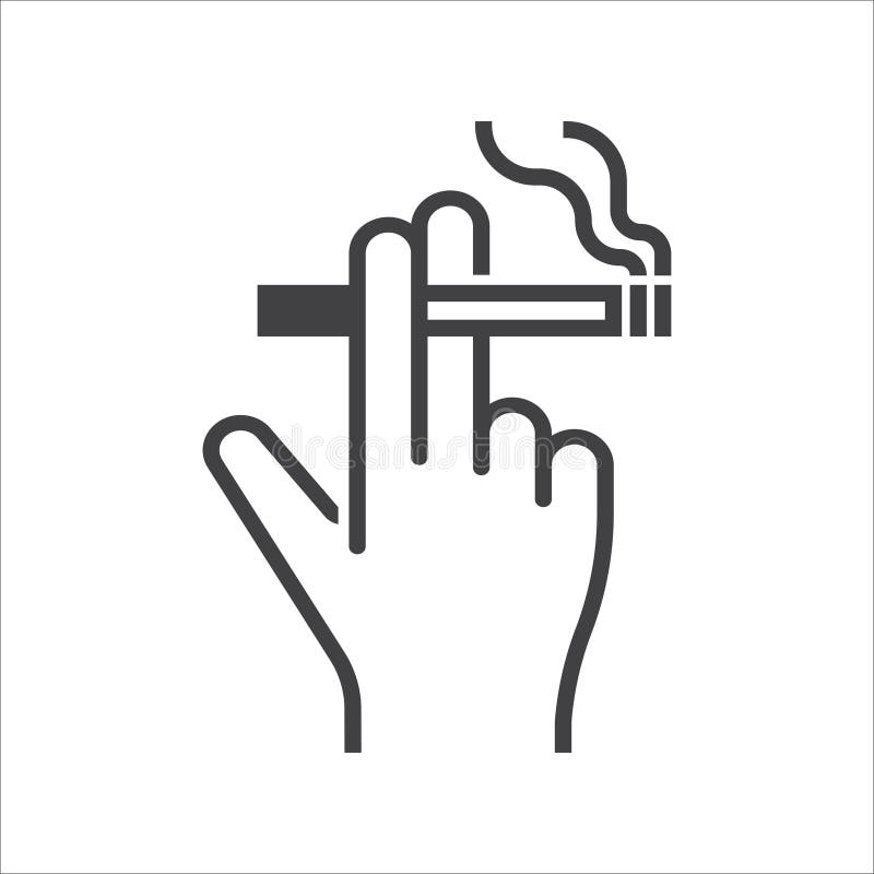Smoking Sign Icon. Cigarette with Hand Symbol Icon Stock Vector ...