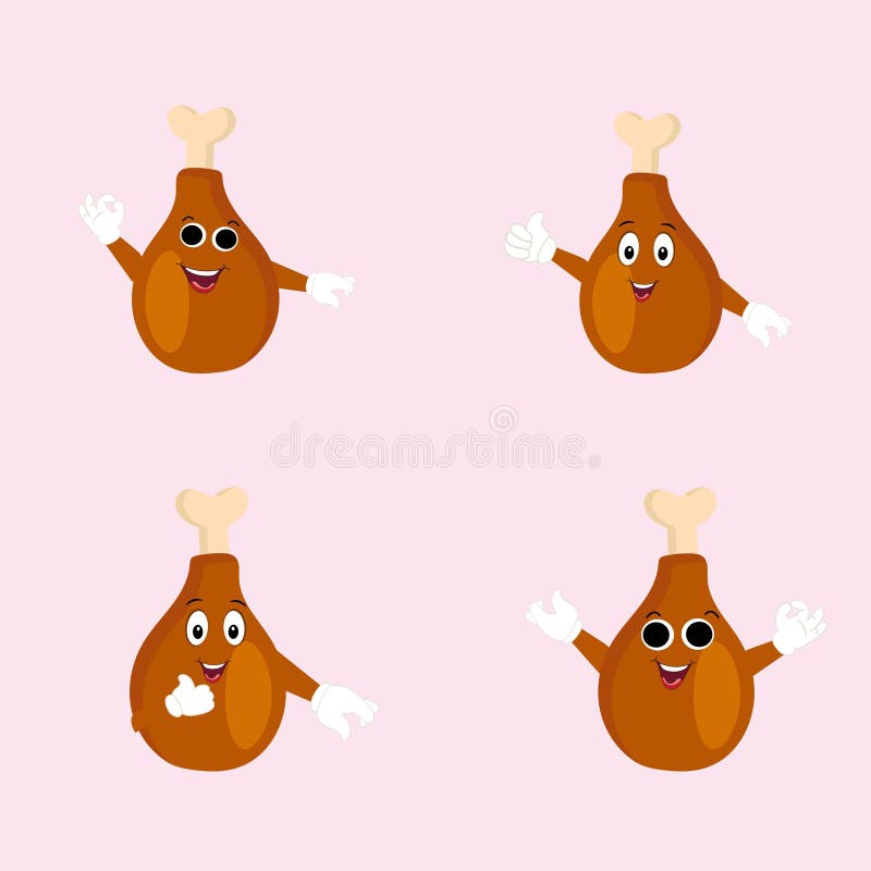 Fried Chicken, Leg Chicken Thighs Icon. Chicken Leg Line Icons Smiling ...