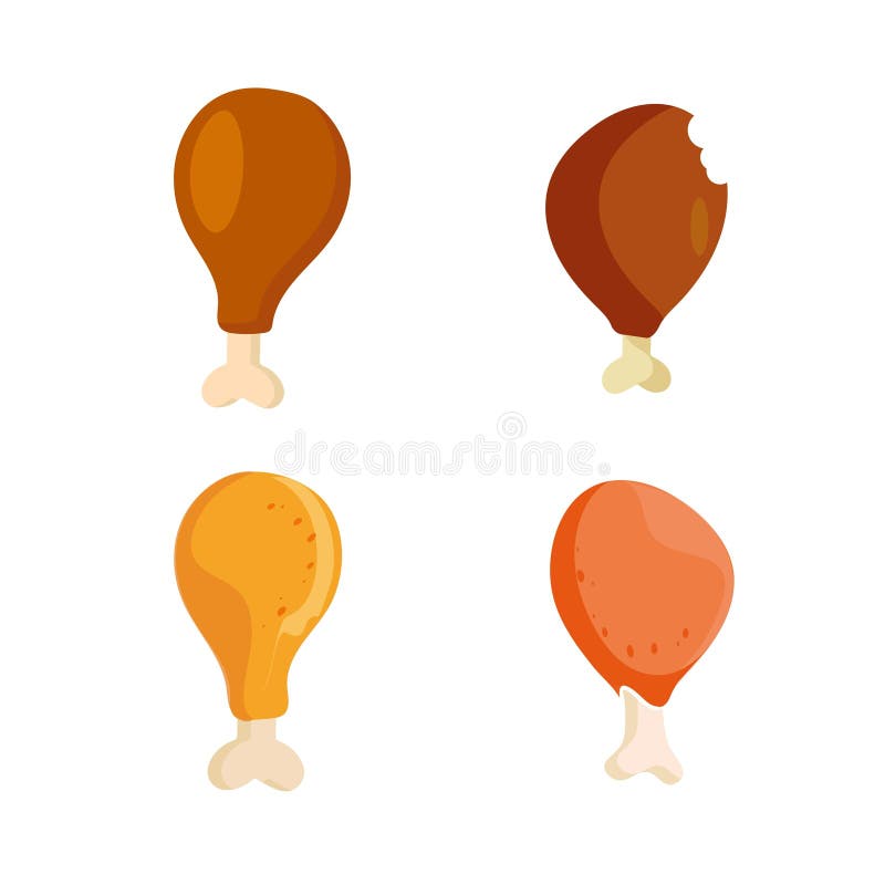 Fried Chicken, Leg Chicken Thighs Icon. Chicken Leg Line Icons Smiling ...