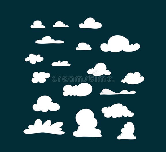 Simple Cloudy Icon Set. Graphic Cartoon Style Clouds. Weather, Games ...