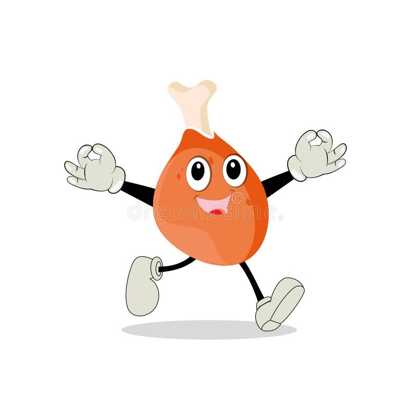 Fried Chicken Leg Cartoon Character. Roast Chicken Leg Mascot Stock ...