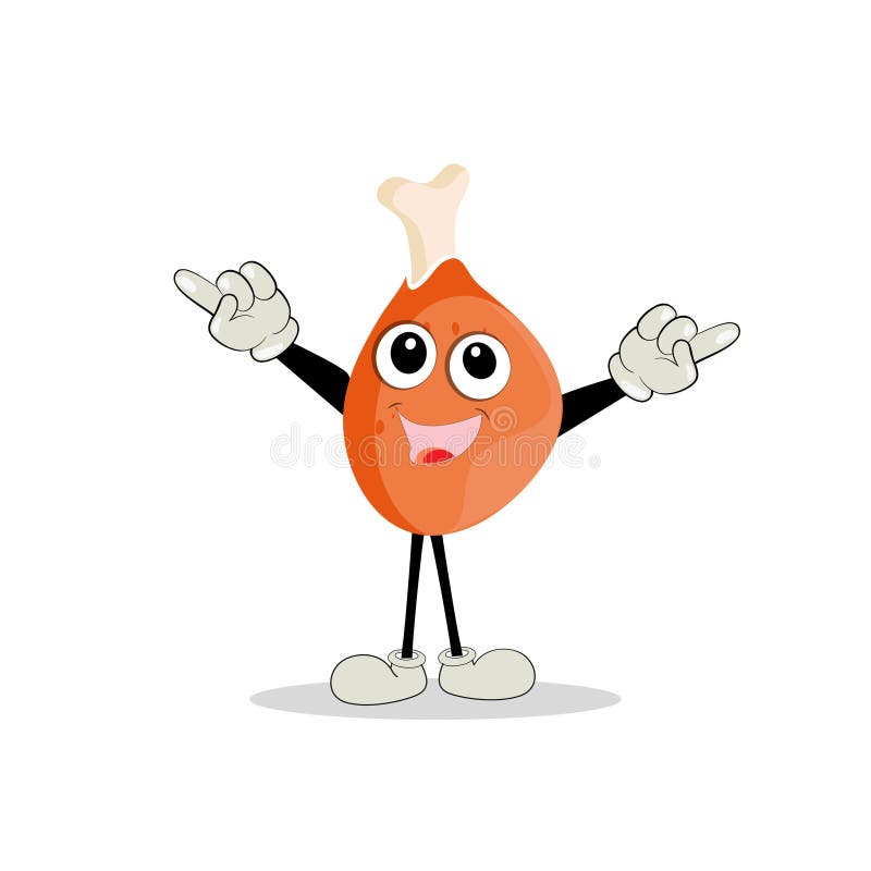 Fried Chicken Leg Cartoon Character. Roast Chicken Leg Mascot Stock ...