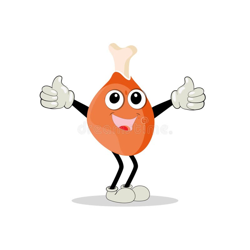 Fried Chicken Leg Cartoon Character. Roast Chicken Leg Mascot Stock ...