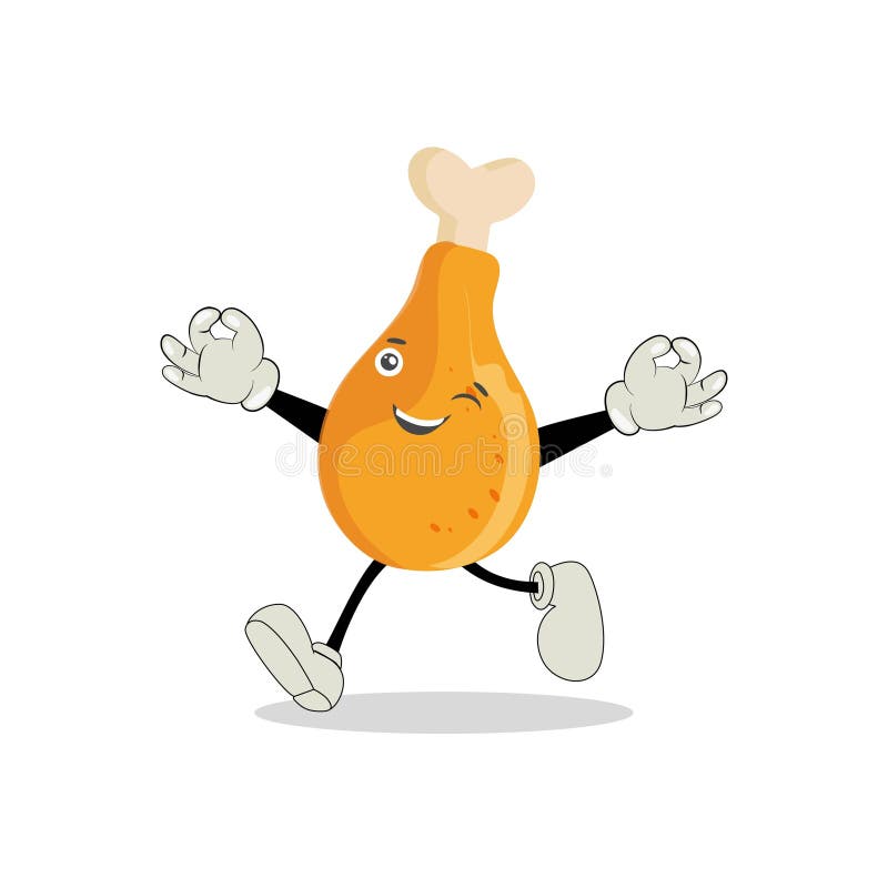 Fried Chicken Leg Cartoon Character. Roast Chicken Leg Mascot Stock ...