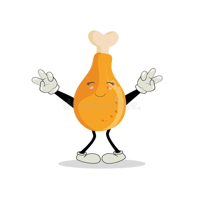 Fried Chicken Leg Cartoon Character. Roast Chicken Leg Mascot Stock ...