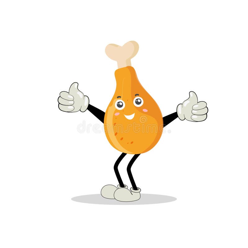 Fried Chicken Leg Cartoon Character. Roast Chicken Leg Mascot Stock ...
