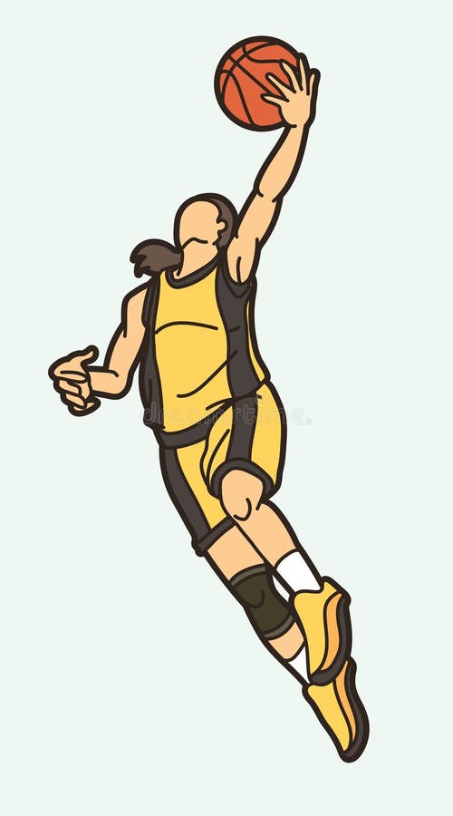 Basketball Female Player Action Cartoon Sport Graphic Vector Stock ...