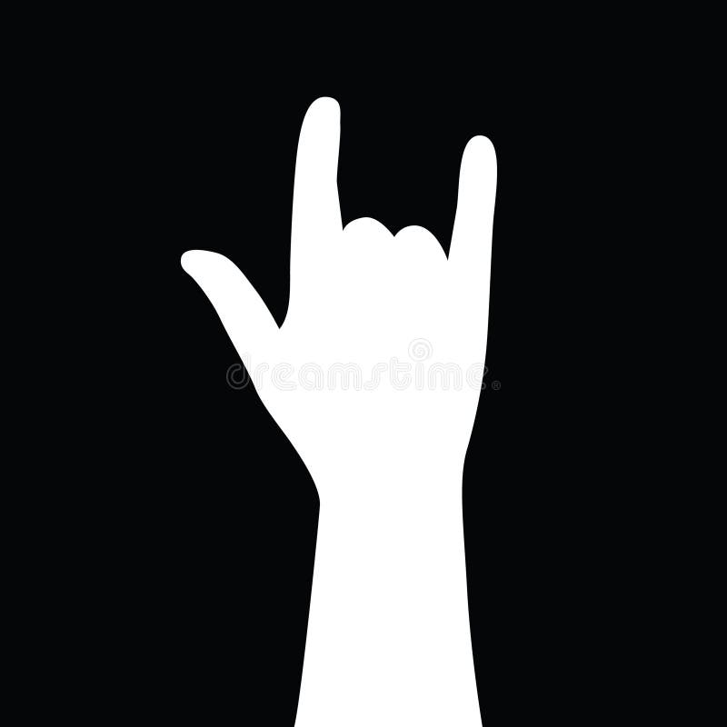 Two Fingers Up White Icon on Black Background. Symbol Rock and Roll ...