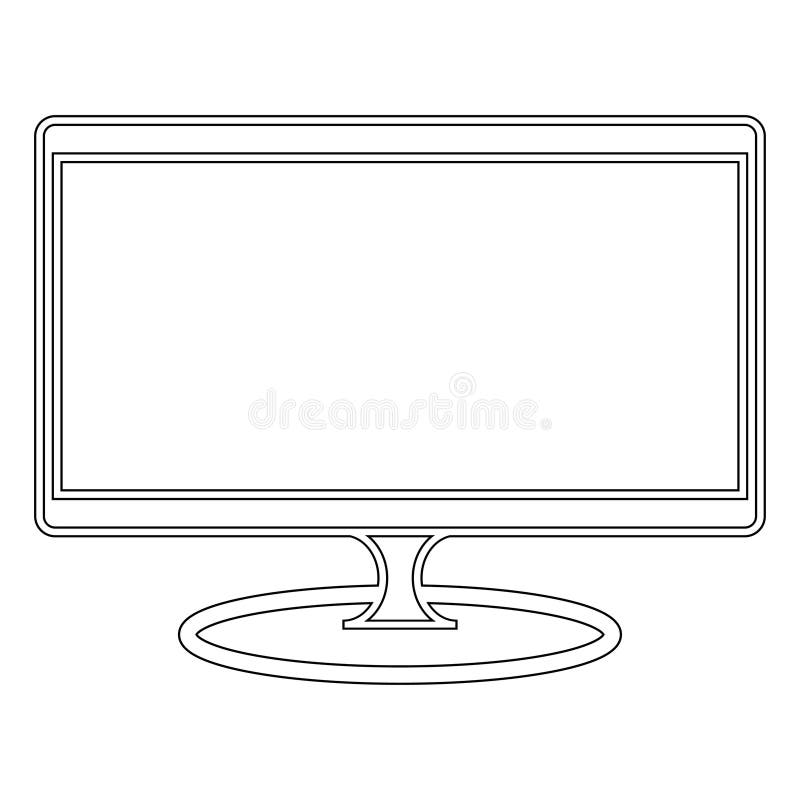 Desktop Screen Monitor with Black and White Visuals, Illustration Stock ...