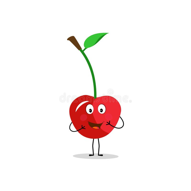 Cherry Cartoon Vector Illustration. Cute Cherry Character Stock Vector ...