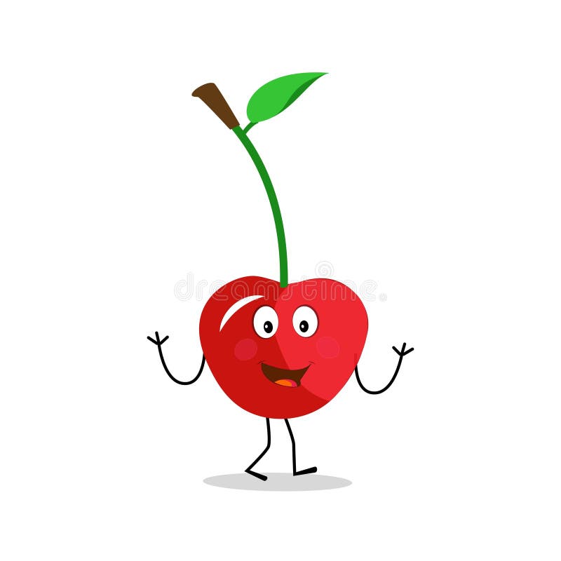 Cherry Cartoon Vector Illustration. Cute Cherry Character Stock Vector ...