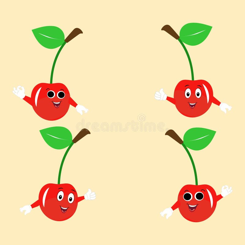Cherry Cartoon Vector Illustration. Cute Cherry Character Stock Vector ...