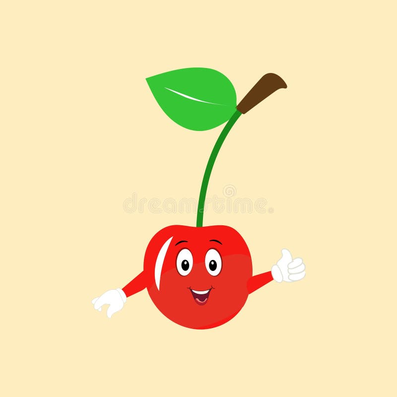 Cherry Cartoon Vector Illustration. Cute Cherry Character Stock Vector ...